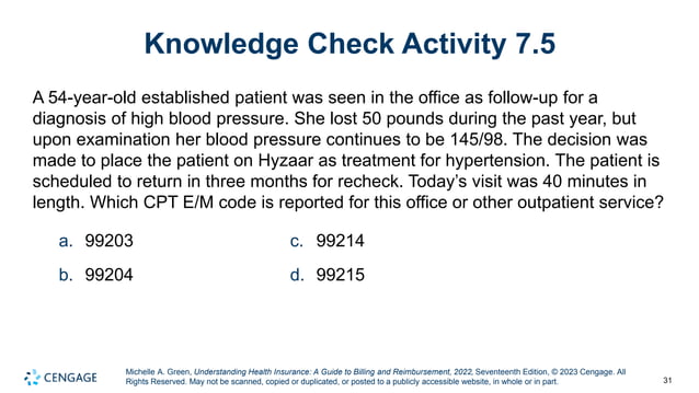 Understanding Health Insurance (CPT coding) chapter 7 | PPTX