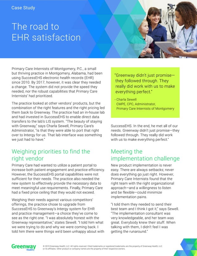 Greenway Health Primary Care Internists Case Study | PDF