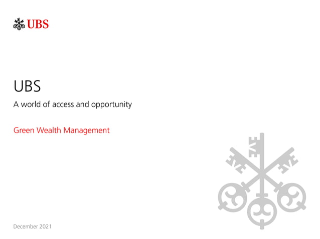Green Wealth Management - UBS A world of access and opportunuty | PDF ...