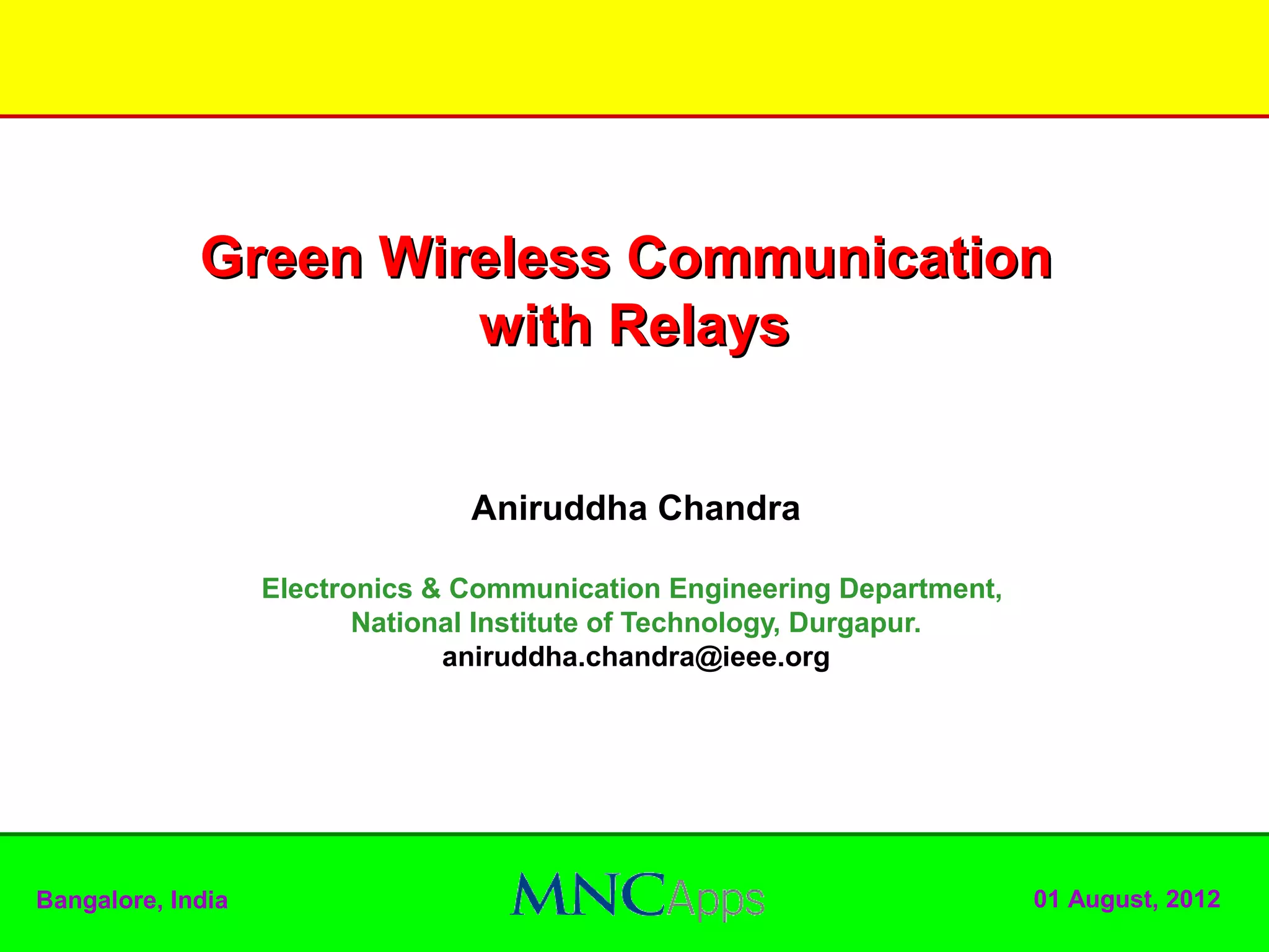 Green wireless communication with relays | PPT