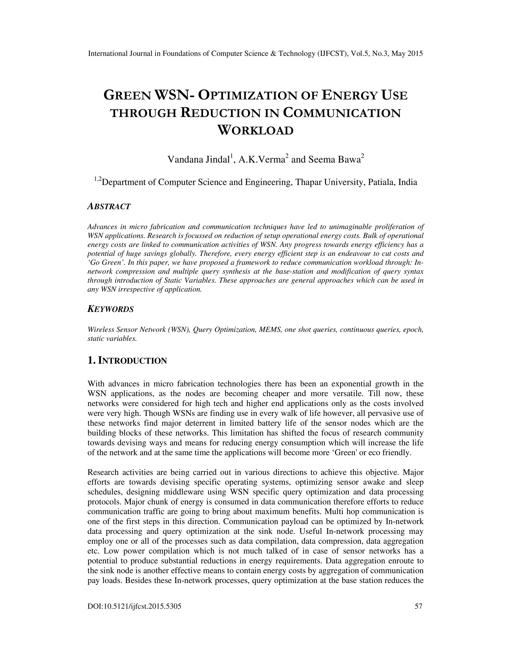 Green wsn optimization of energy use | PDF