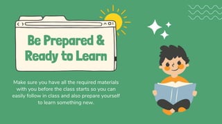 Green Yellow Playful Illustration Classroom Rules Education ...