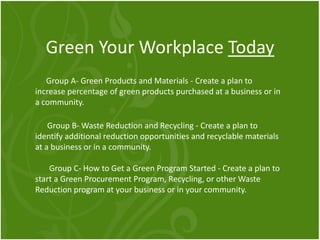 Green Your Workplace Today | PDF
