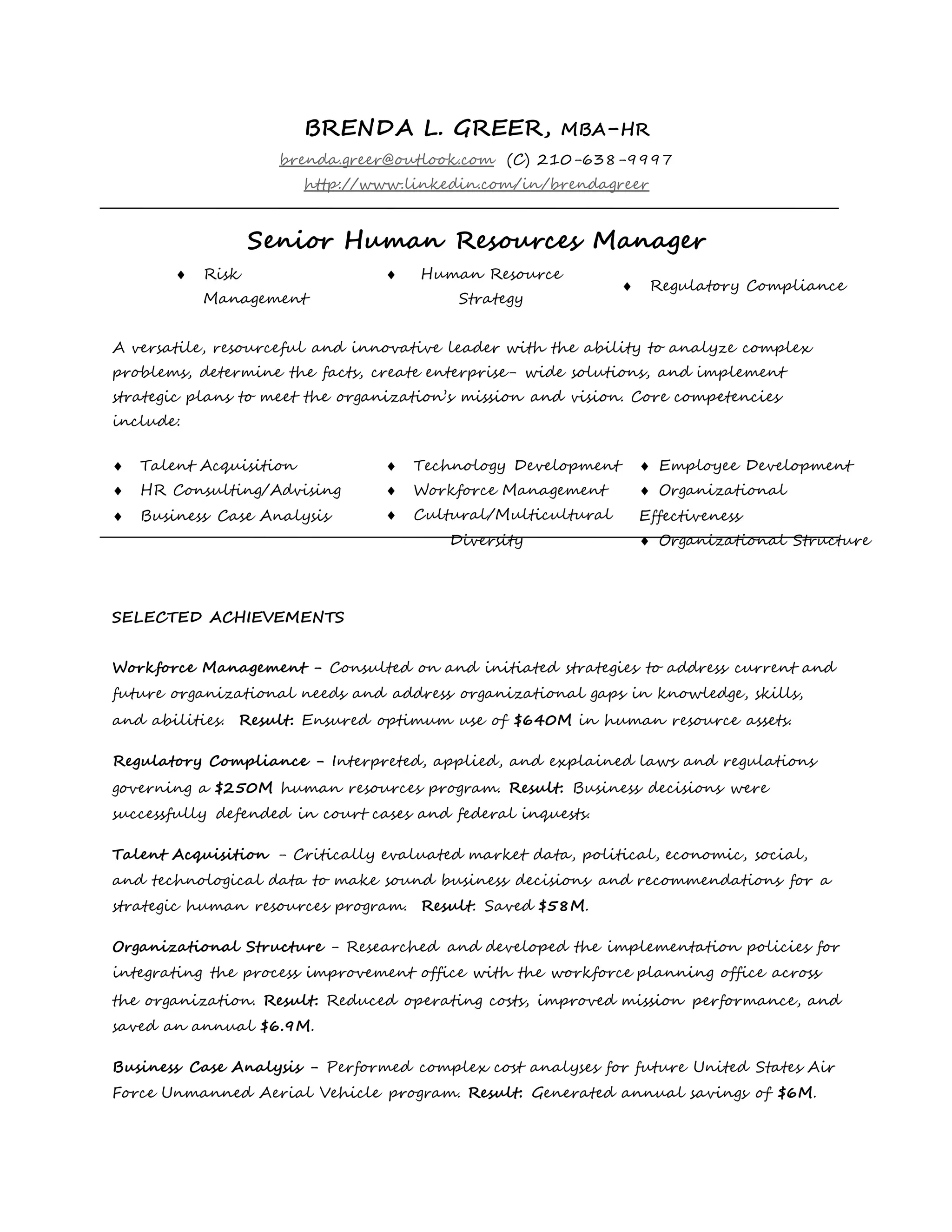 Greer resume humanresources | DOCX