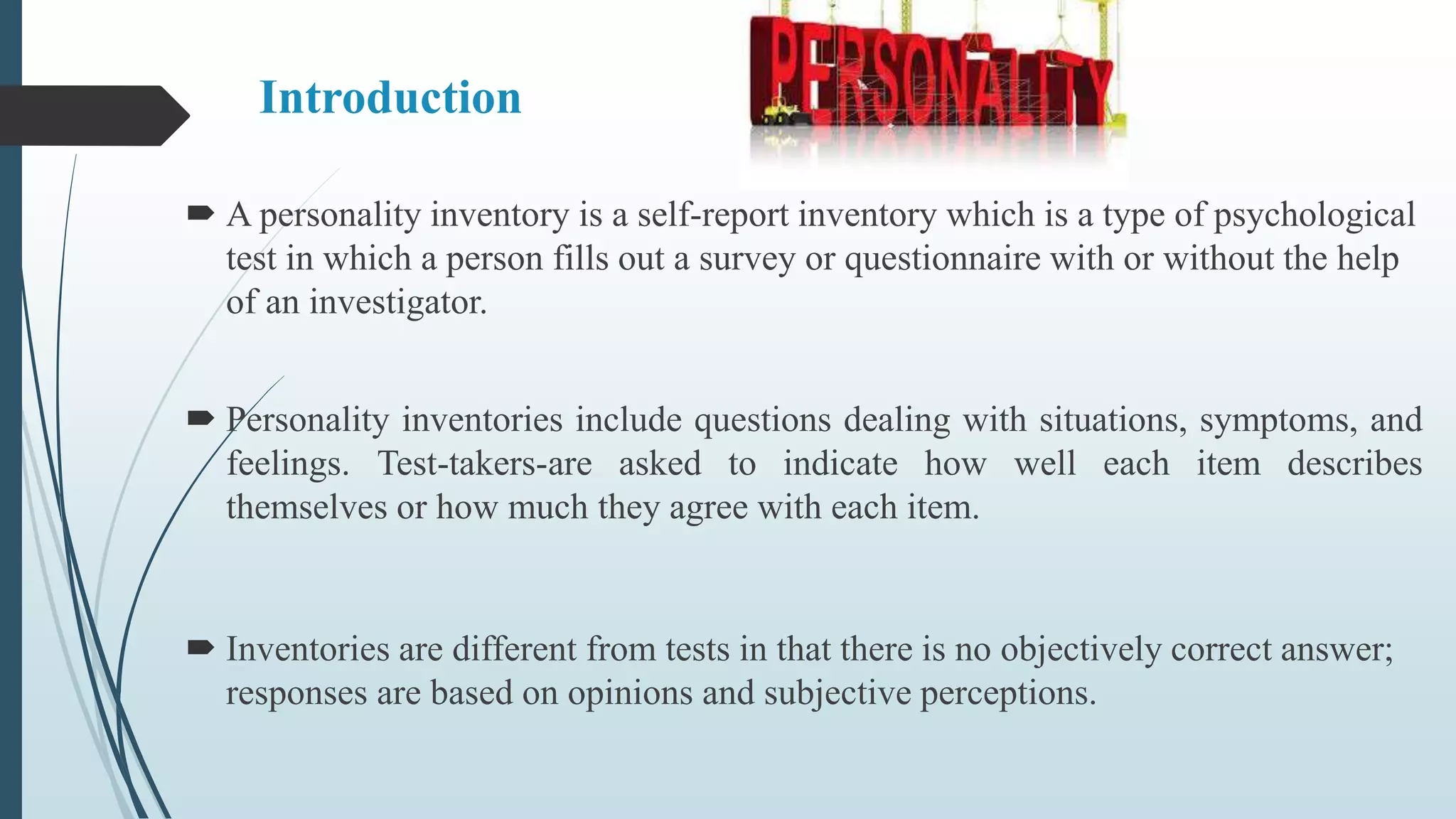 PERSONALITY INVENTORIES | PPTX