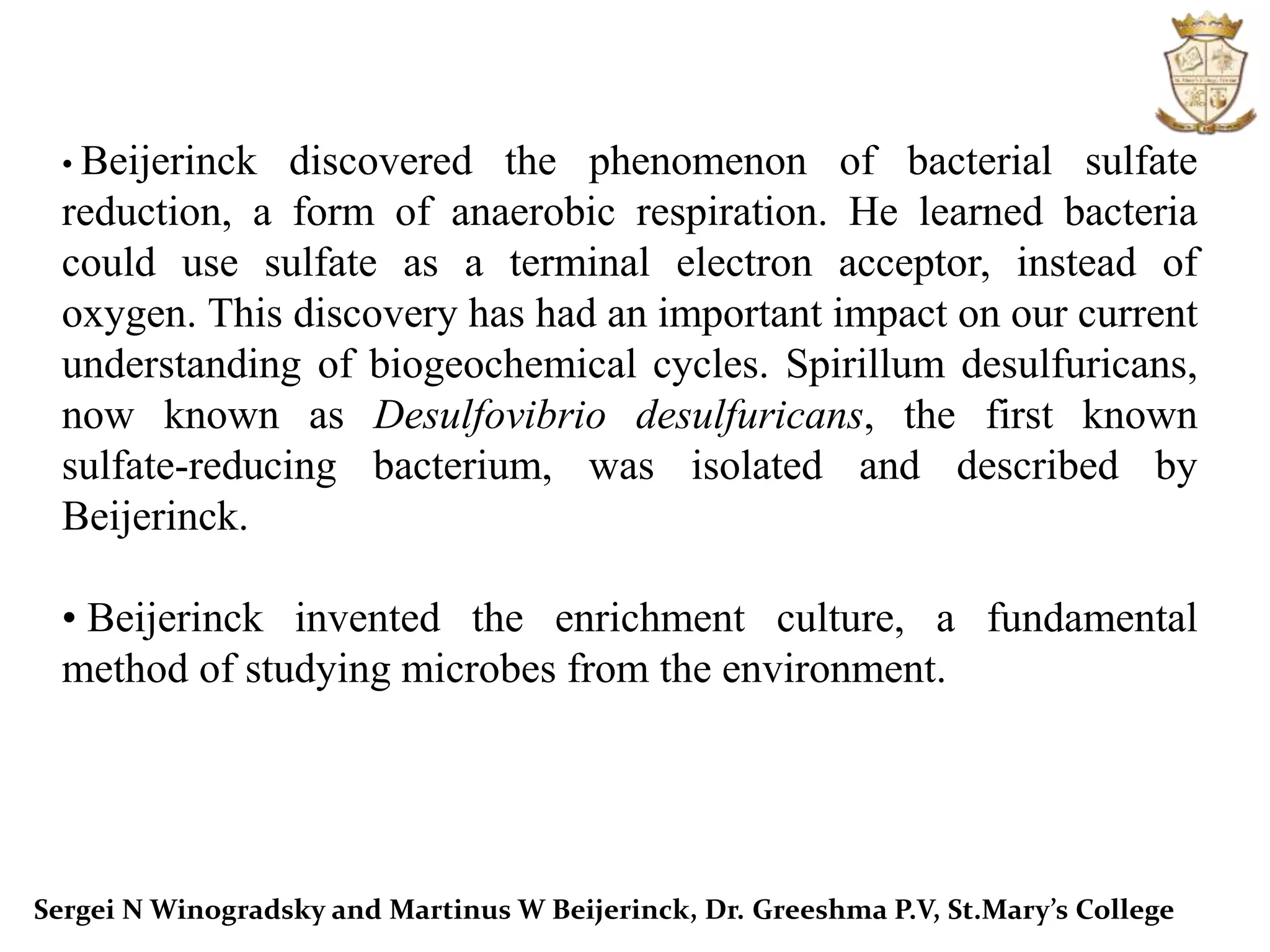 Microbiology:Sergei Nikolaievich Winogradsky And Martinus Willem ...