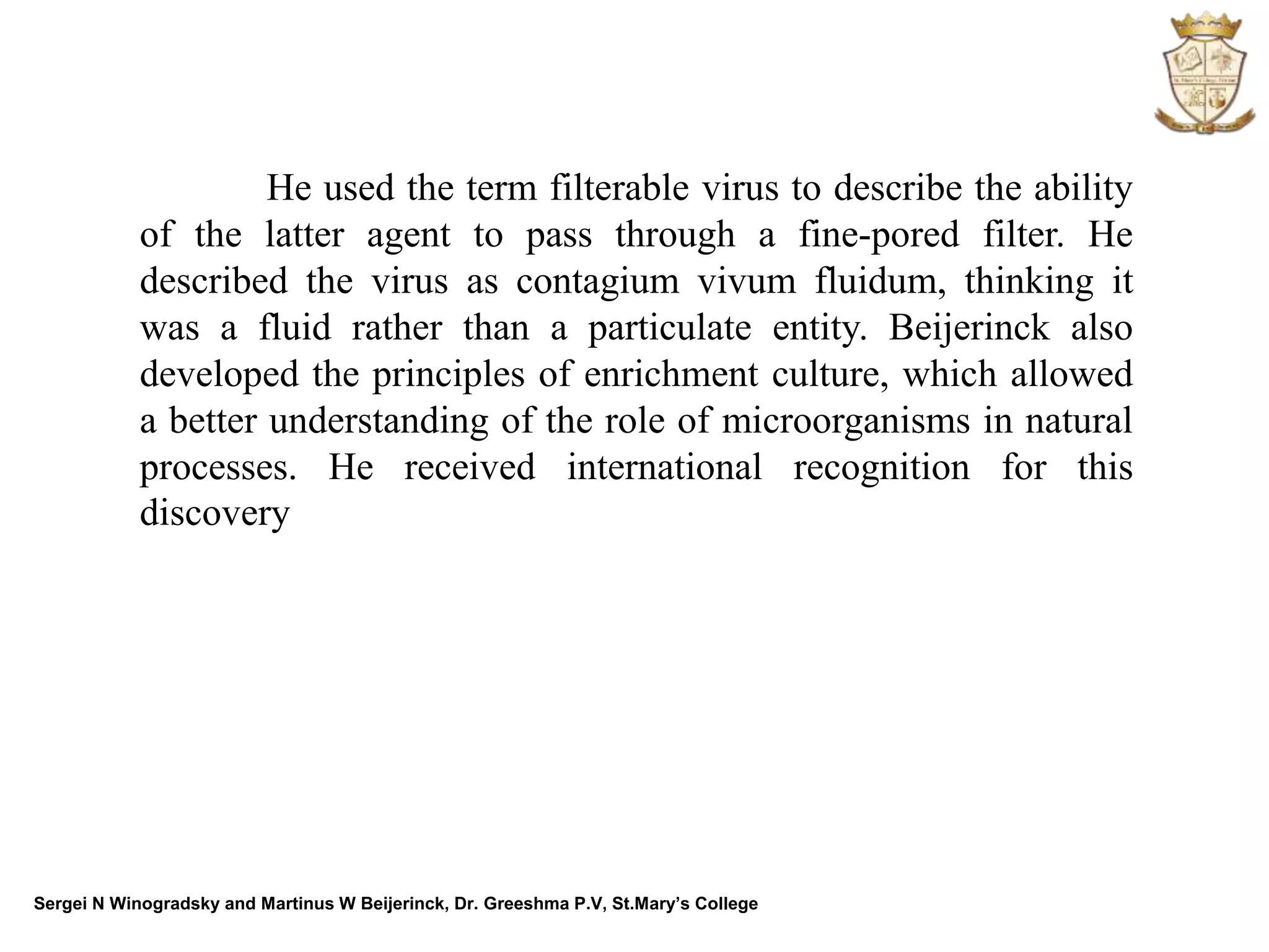 Microbiology:Sergei Nikolaievich Winogradsky And Martinus Willem ...