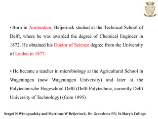 Microbiology:Sergei Nikolaievich Winogradsky And Martinus Willem ...