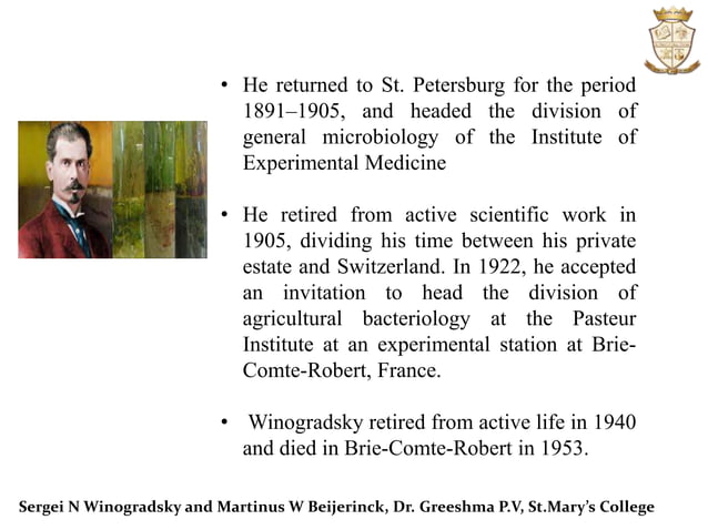 Microbiology:Sergei Nikolaievich Winogradsky And Martinus Willem ...
