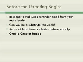 Greeter training | PPT