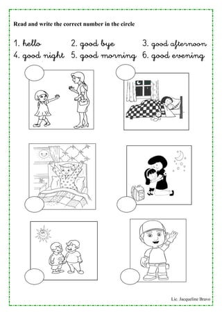 Fichas de saludos en inglés - Primaria | PDF