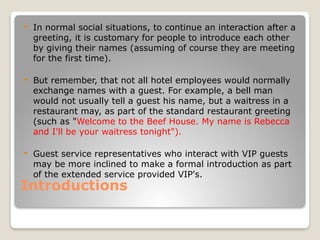 GREETING AND INTRODUCING YOURSELF_ENGLISH FOR HOSPITALITY | PPTX