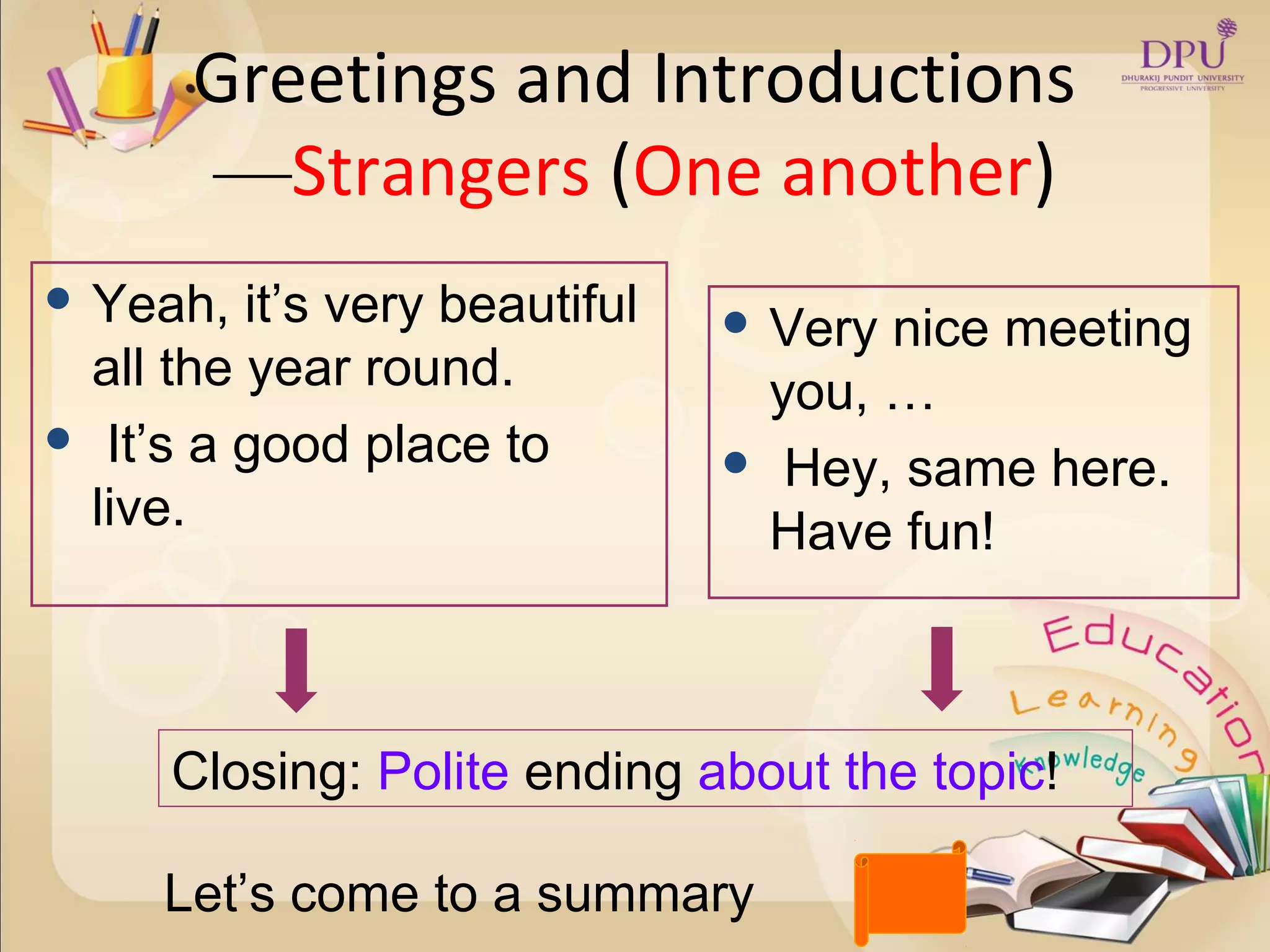 Greeting and introduction | PPT | Resume Writing and Advice | Job Search