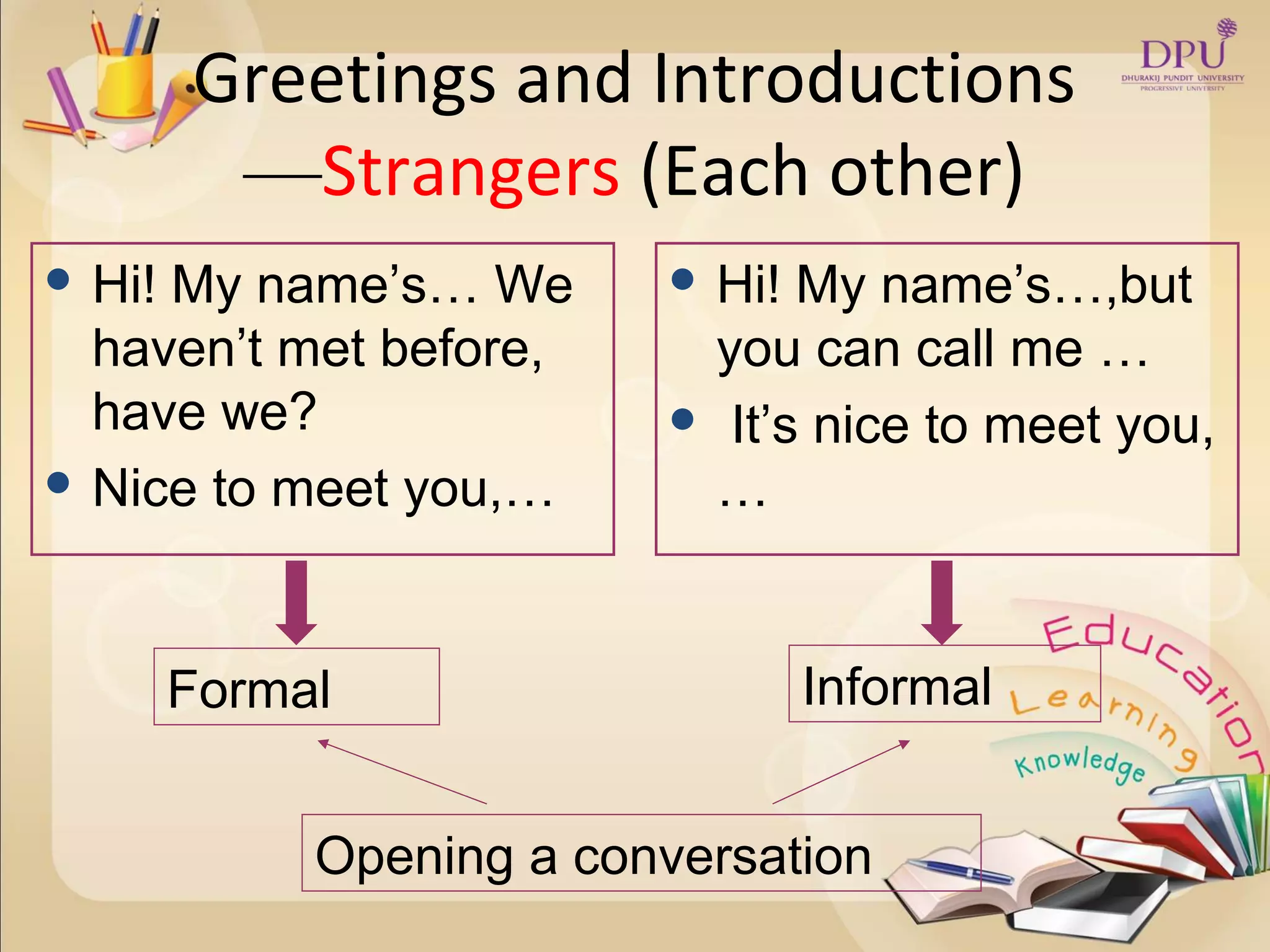 Greeting and introduction | PPT | Resume Writing and Advice | Job Search