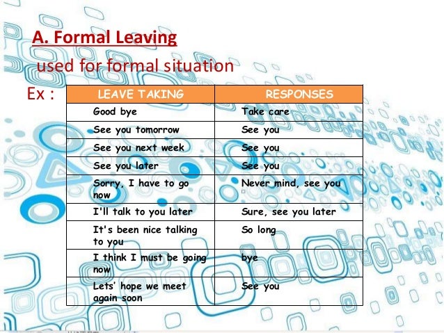 Greeting and Leave Taking