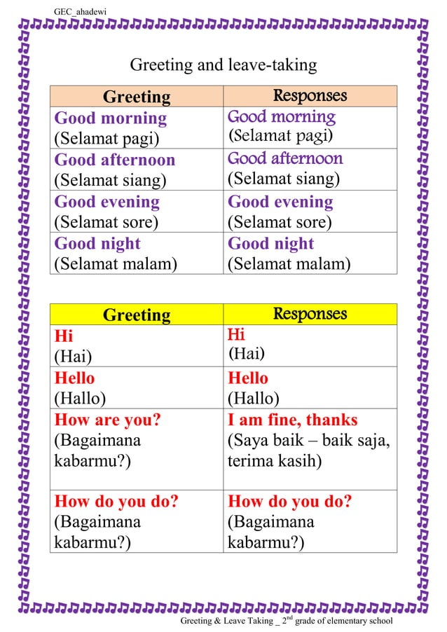 Greeting and leave taking | PDF