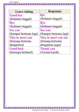 Greeting and leave taking | PDF