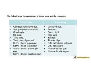 Greeting and Leave Taking (for 7th grade) .pptx