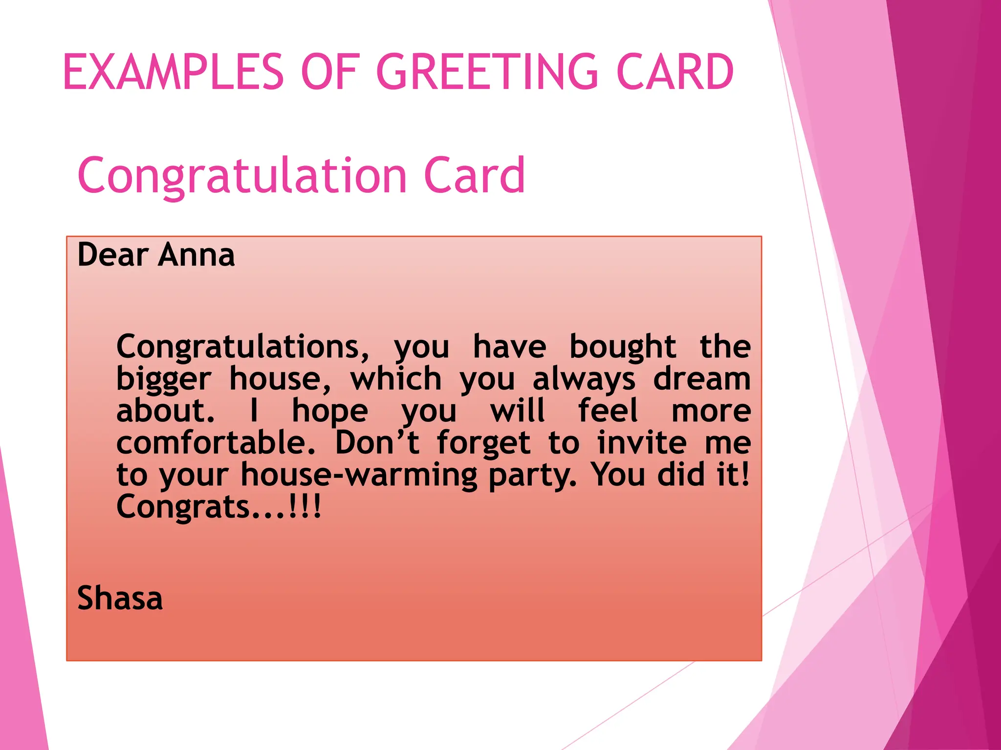 AN EXAMPLE OF GREETING CARD PRESENTATION.pptx | Gifts and Greetings ...