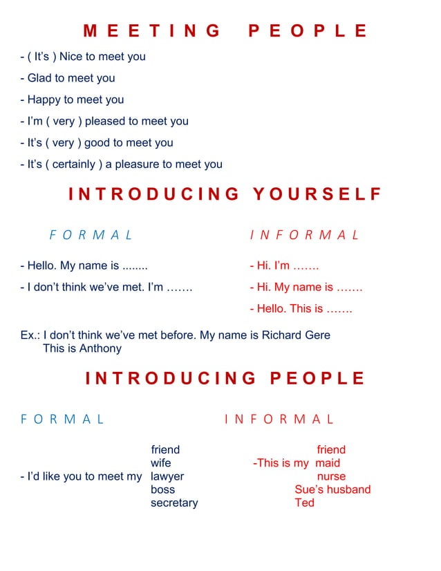 GREETINGS Formal &Informal for Beginners | PDF