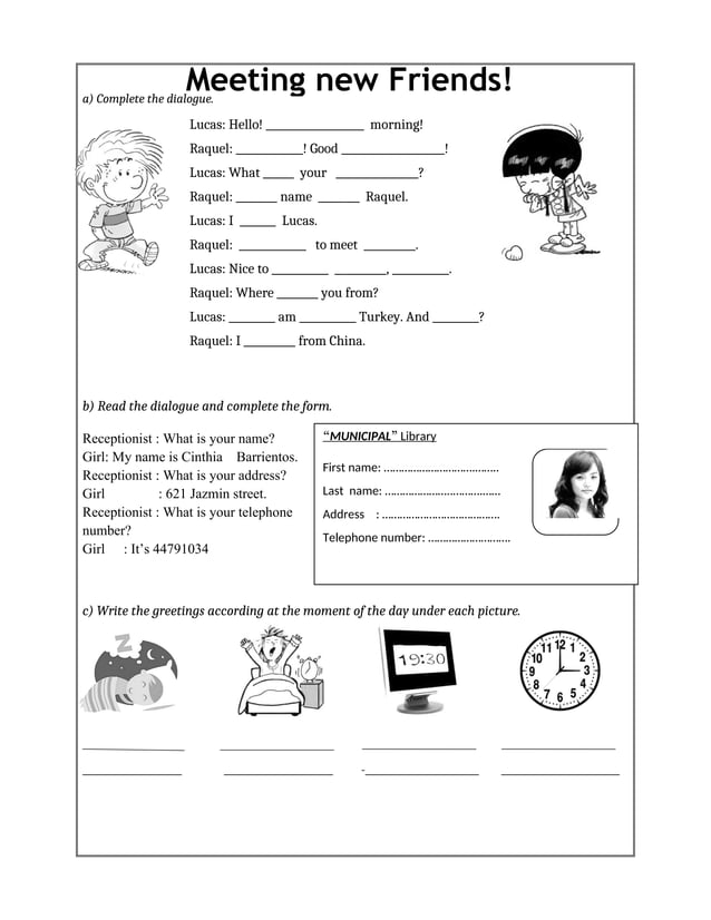 Worksheet Greetings and dialogues to students | PDF