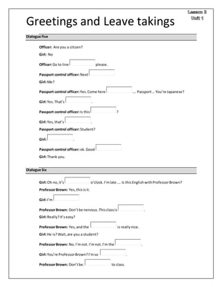 Greetings worksheet | DOCX