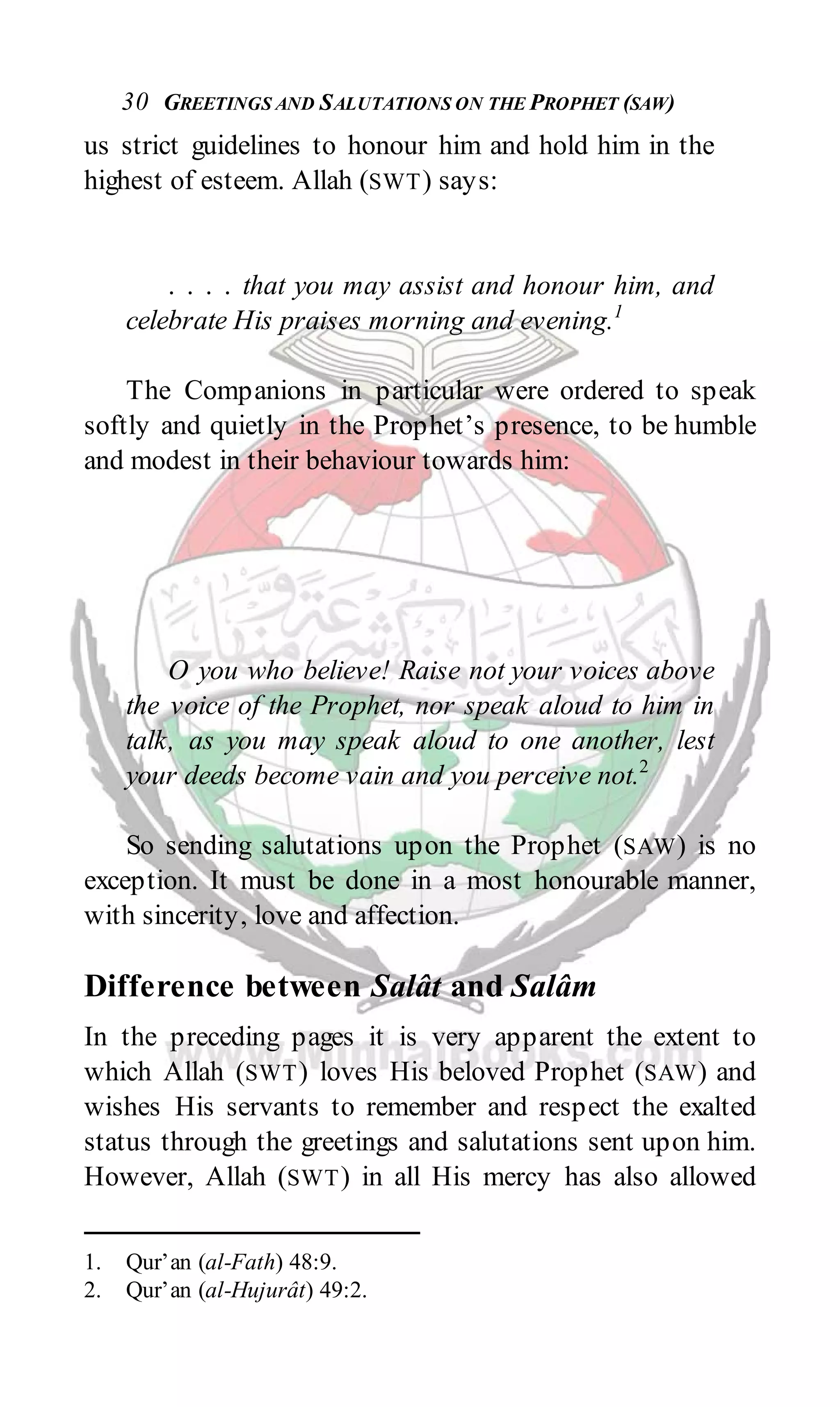 Greetings and Salutations on The Prophet Muhammad (SAW) | PDF