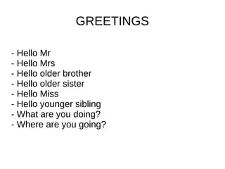 Greetings and civilities | ODP