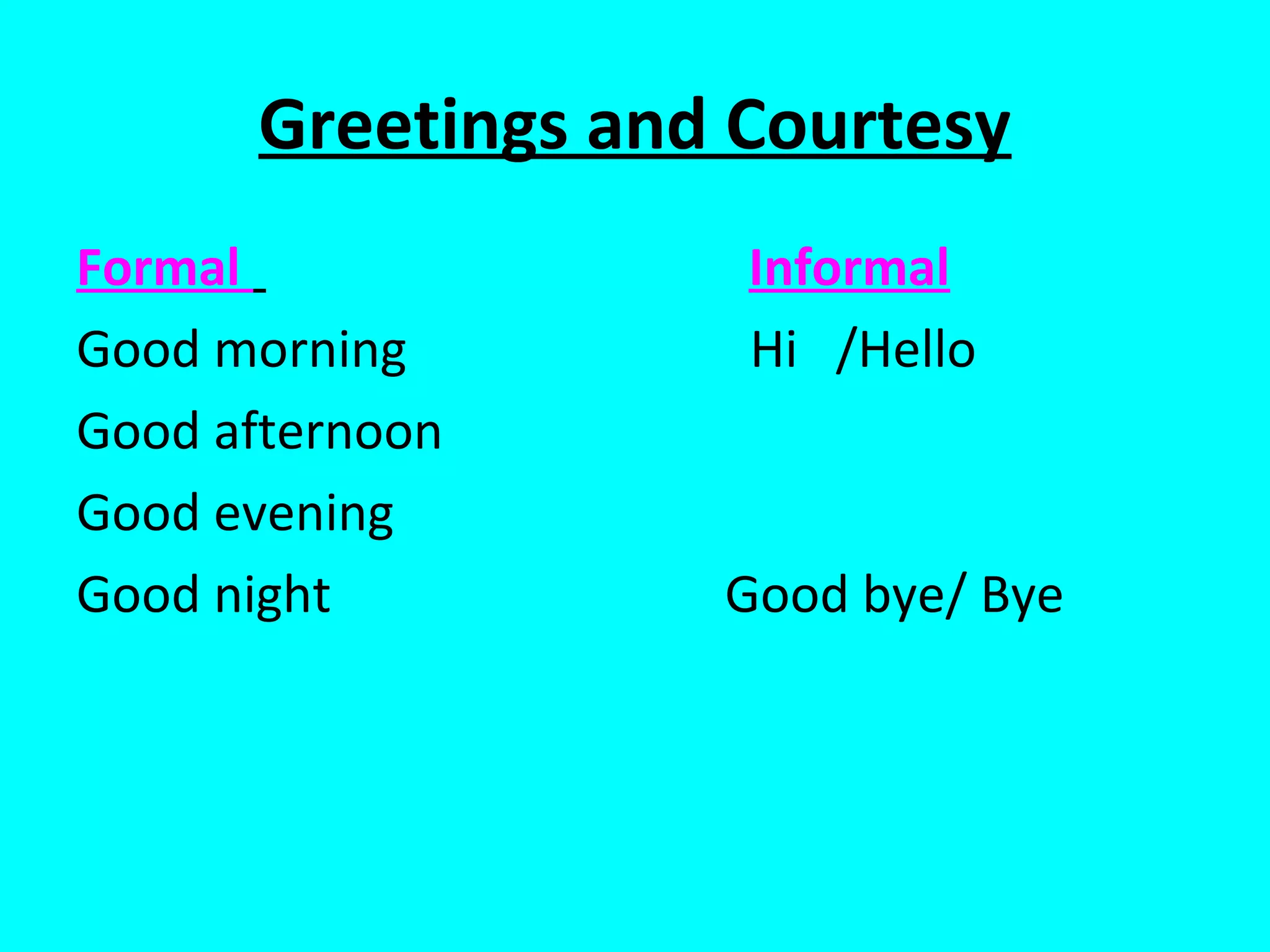 Greetings and courtesy | PPT