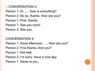 Greetings, farewells and other expressions | PPT