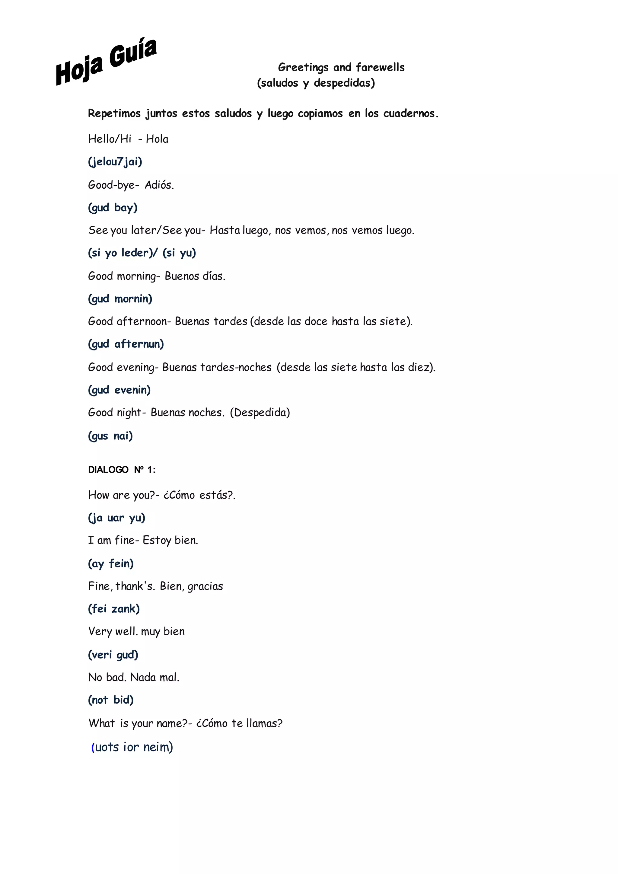 Greetings and farewells | DOCX