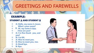 Basic English, topic : Greetings and farewells. | PPT