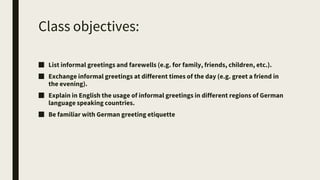 Greetings and farewells german 1 | PPTX