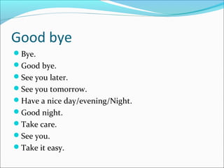 Greetings and goodbye | PPT