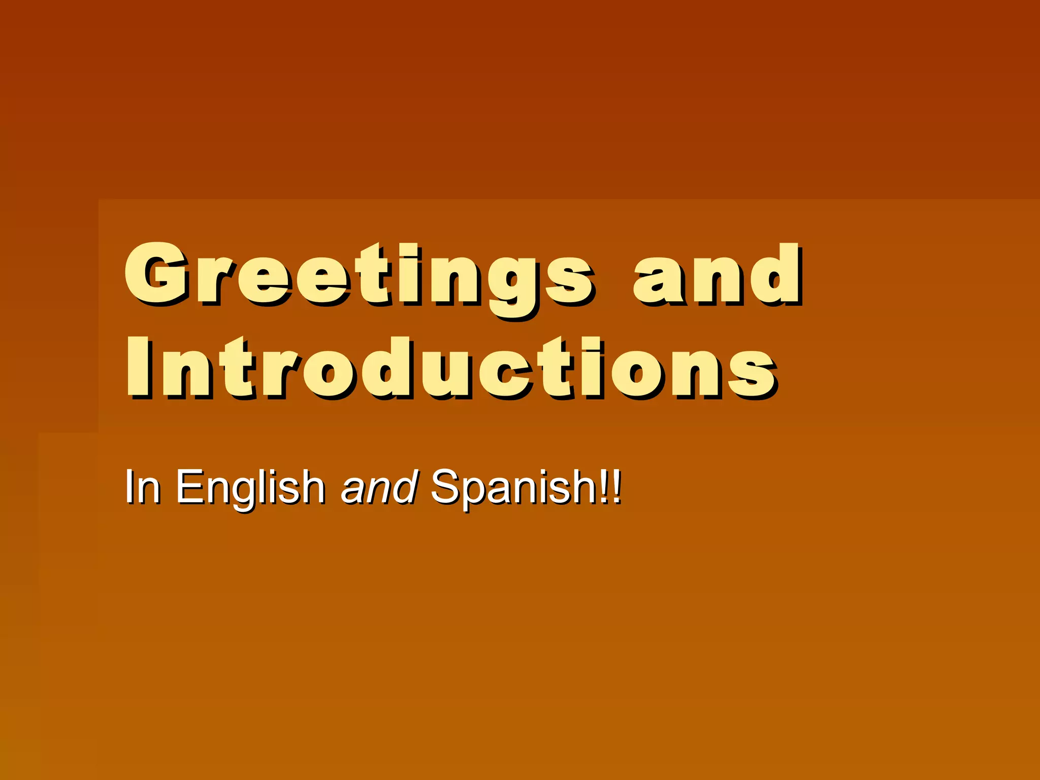 Greetings and introductions slideshow | PPT