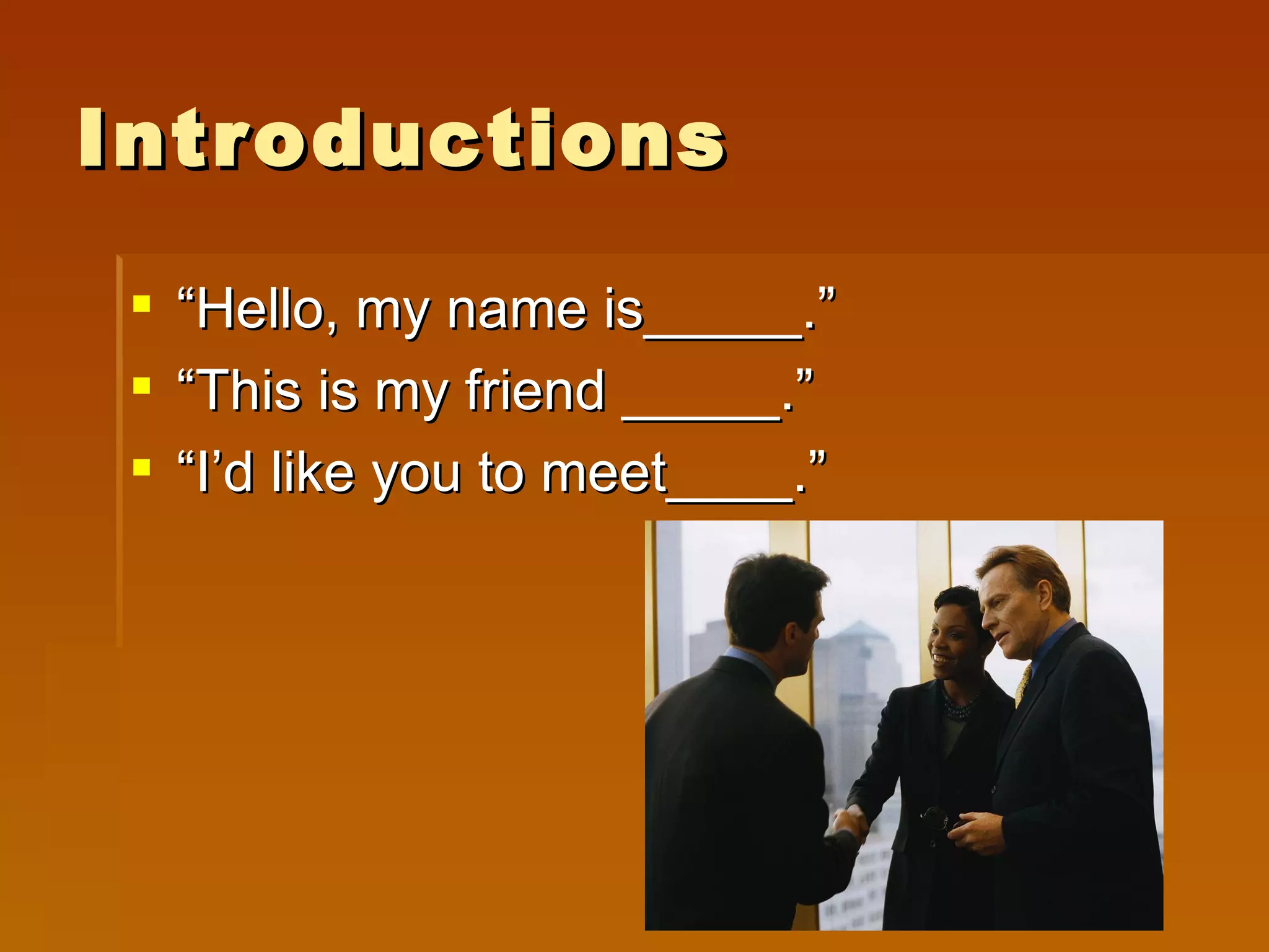 Greetings and introductions slideshow | PPT