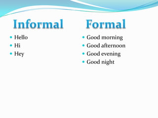 Greetings in english | PPTX