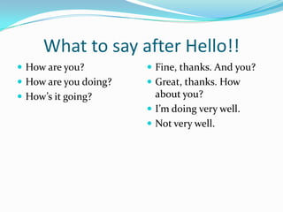 Greetings in english | PPT