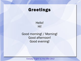 Greetings, introductions | ODP