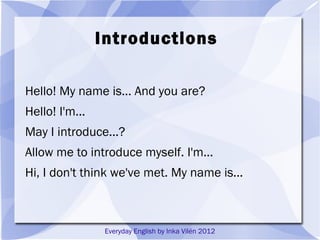 Greetings, introductions | ODP