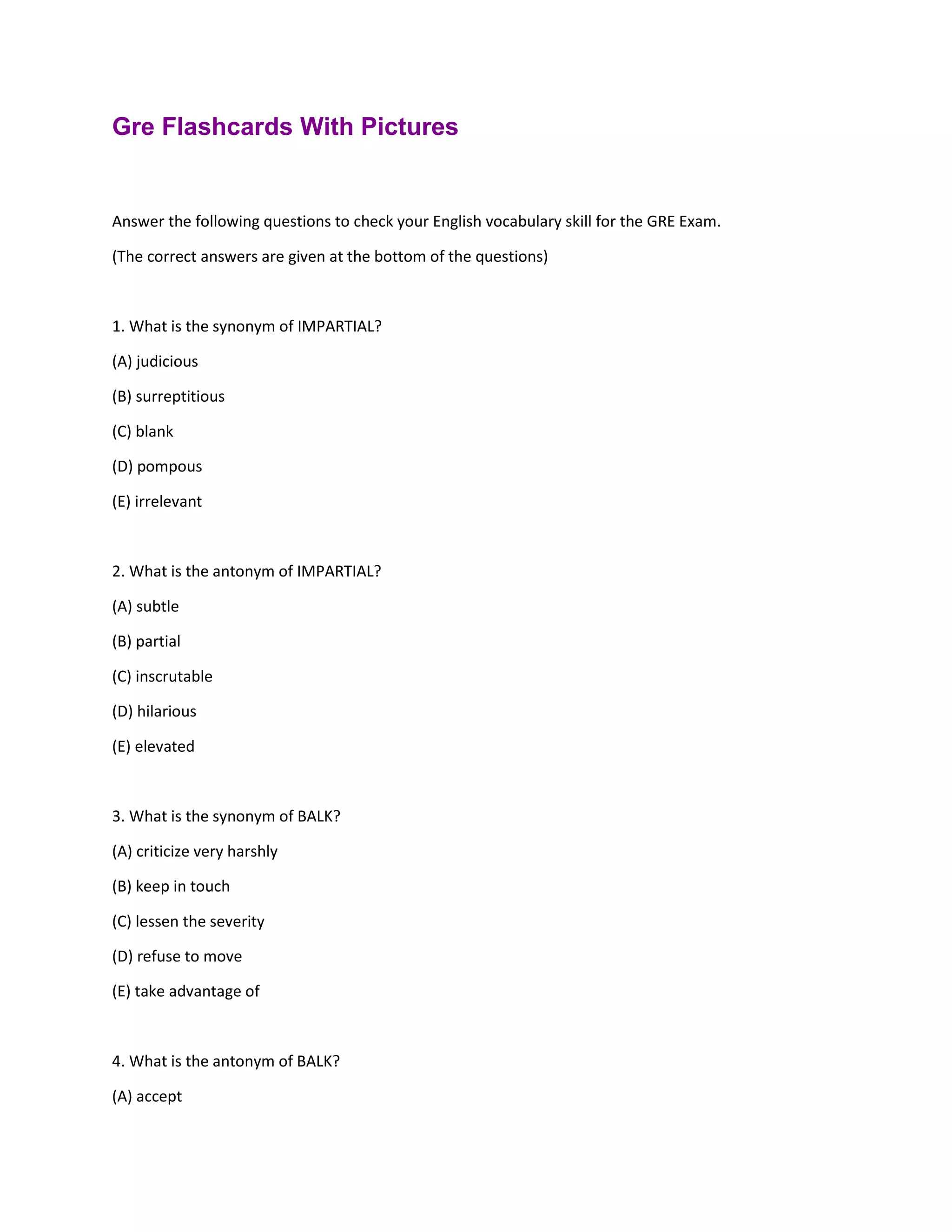 Gre Flashcards With Pictures | PDF