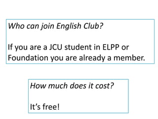 English Club Introduction | PPTX