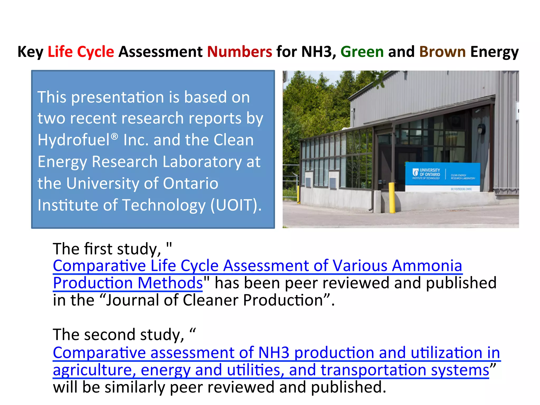 Greg vezina-key-life-cycle-numbers-for-nh3-green-and-brown-energy ...