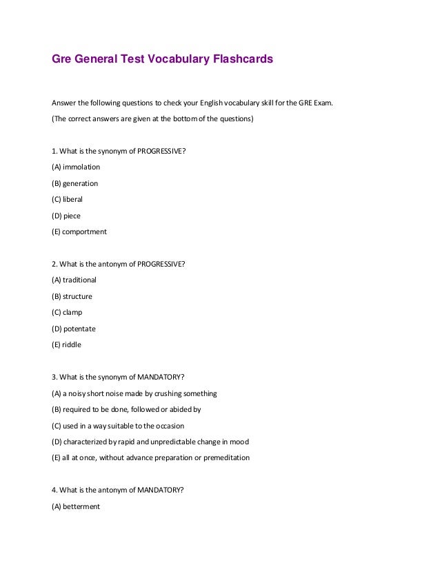 Gre General Test Vocabulary Flashcards | PDF | Standardized Testing ...