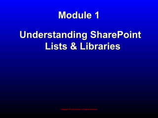 Understanding SharePoint 2010 Lists & Libraries | PPT