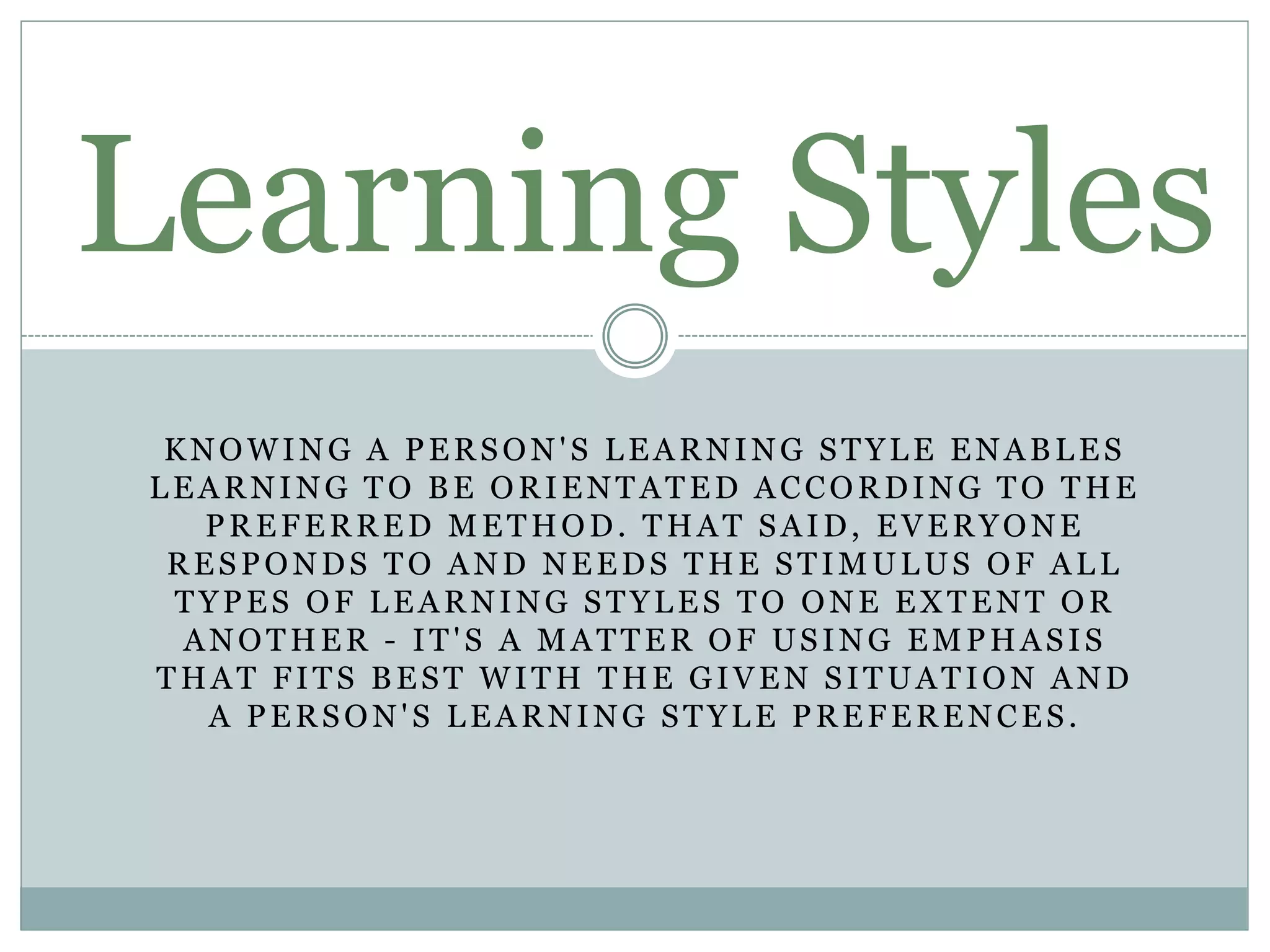 learning styles by alvin bugaoisan BMLS | PPT