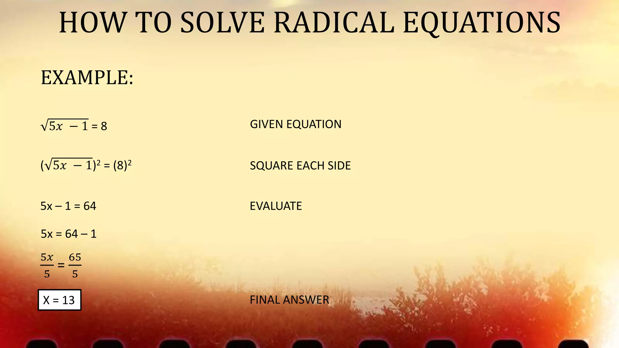Radical Equations | PPTX
