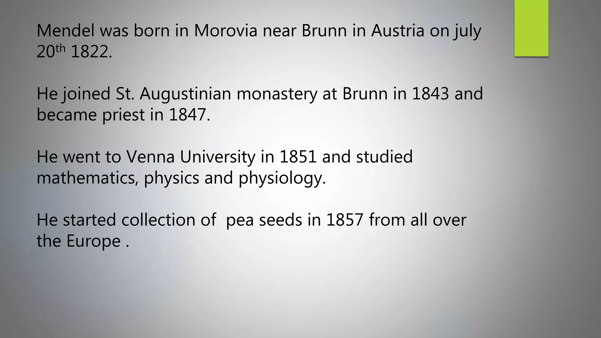 Gregor john mendel (1822 1884) | PPTX