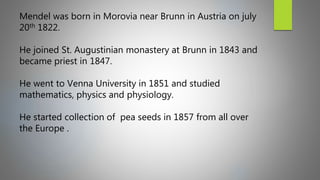 Gregor john mendel (1822 1884) | PPT