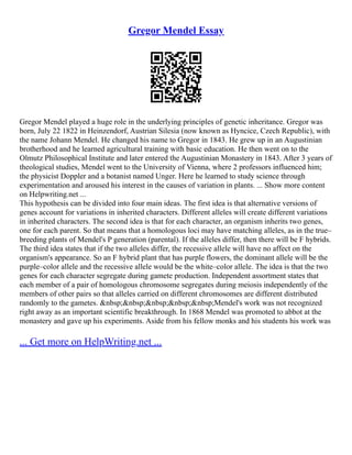 Gregor Mendel, Genetics Foundations | PDF